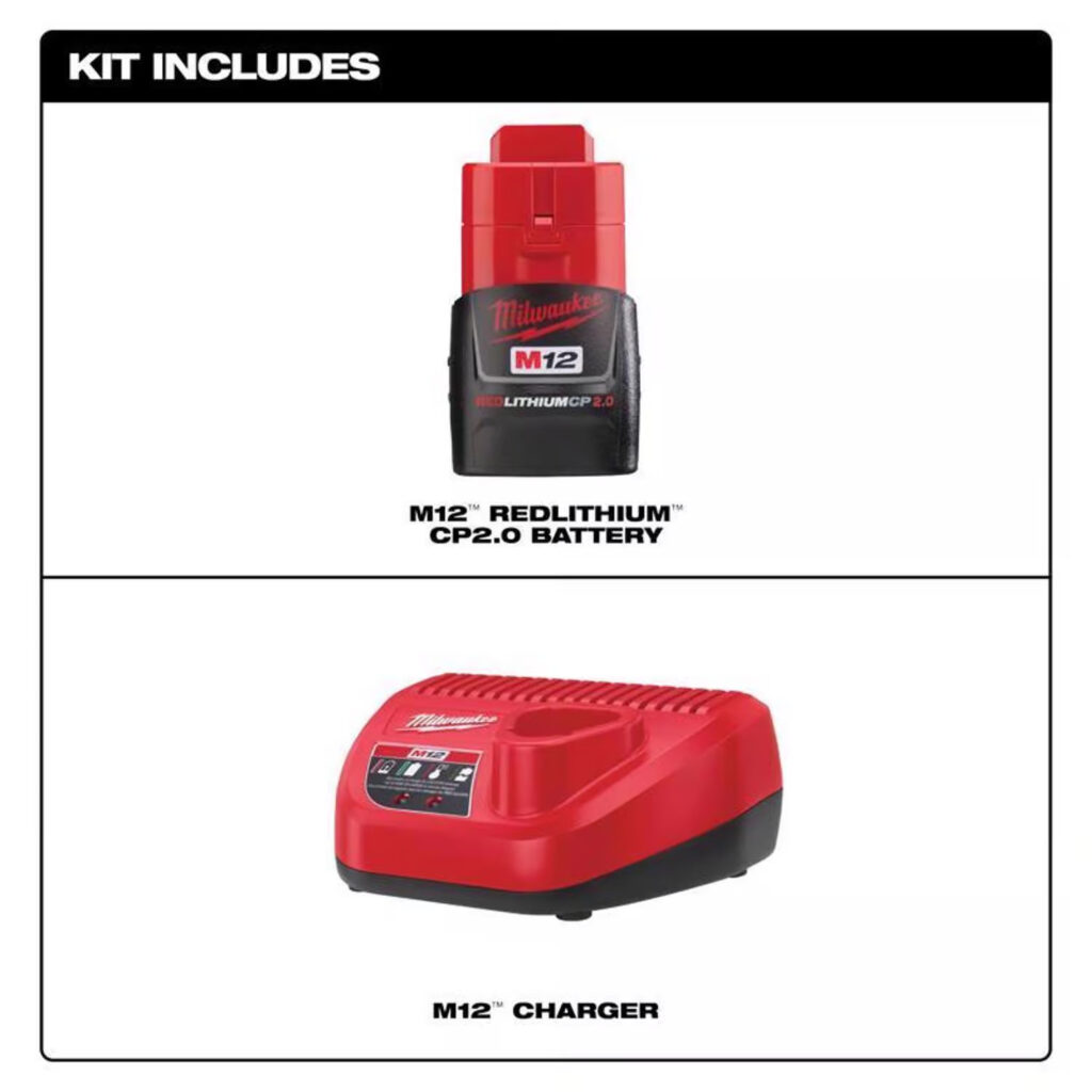 Milwaukee M12 RedLithium CP 2 Ah Lithium-Ion Battery and Charger 2 pc - graytools